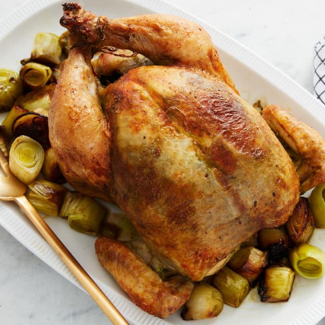Matcha Roast Chicken with Leeks | Punchfork