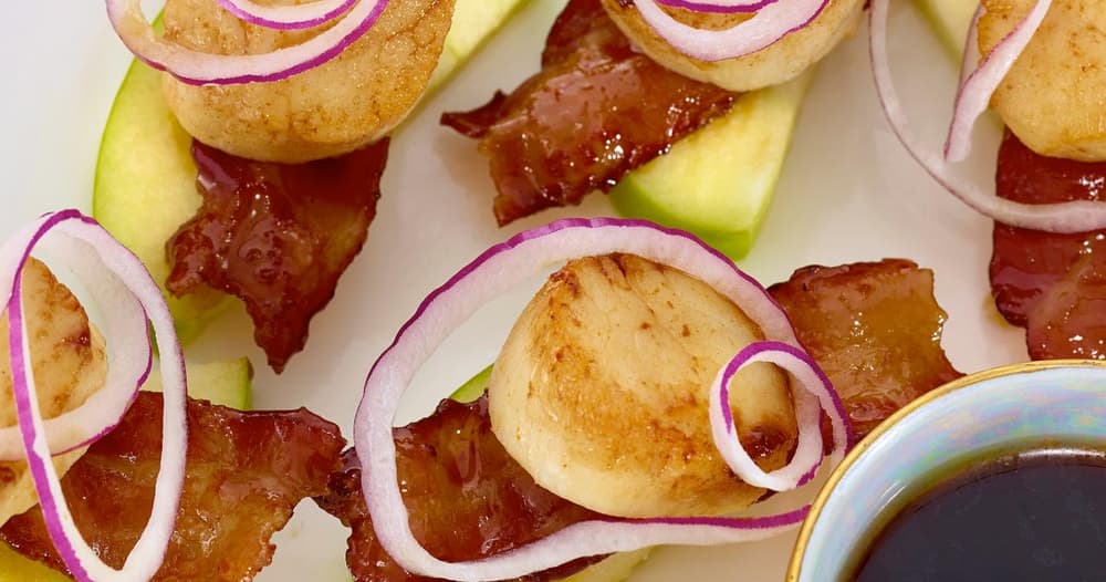 Maple Bacon, Scallop, and Apple Stacks | Punchfork