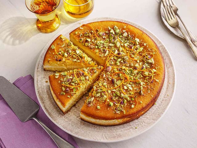 Basbousa Bel Ashta (Semolina Cake with Ashta Cream Filling) | Punchfork