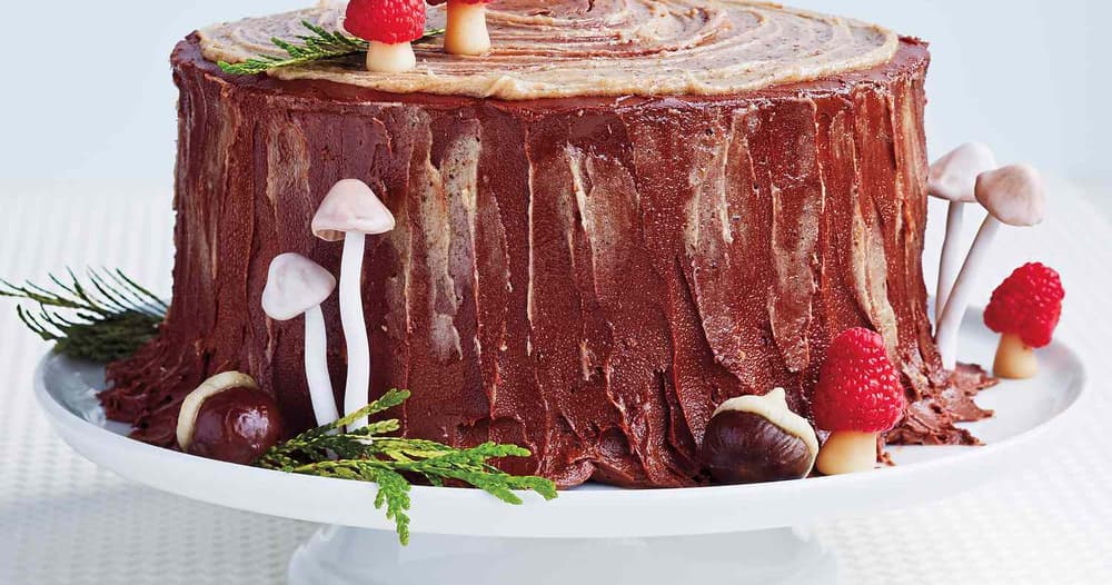 How to Make and Decorate a Whimsical Yule-Log Layer Cake | Punchfork