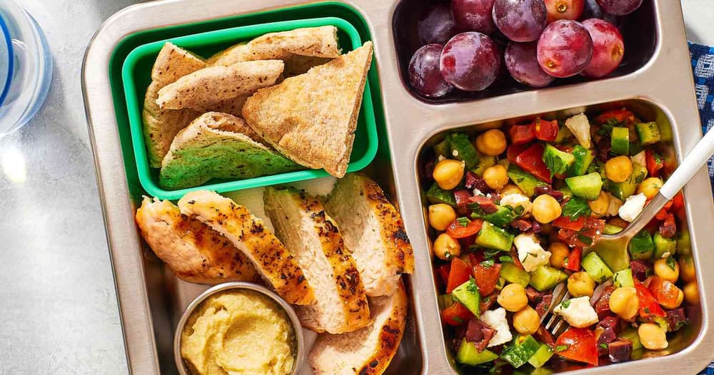 Cucumber Salad, Hummus & Pita Bento Box Lunch | Punchfork