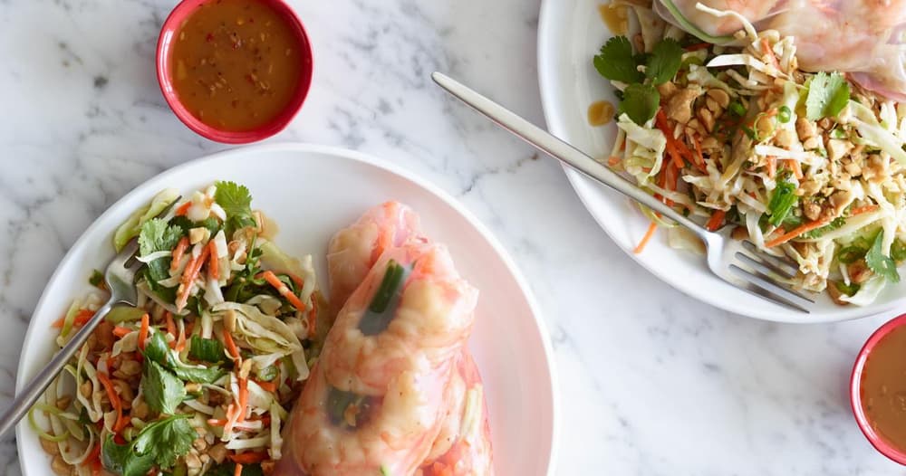 Shrimp Summer Rolls with Sesame-Ginger Slaw | Punchfork