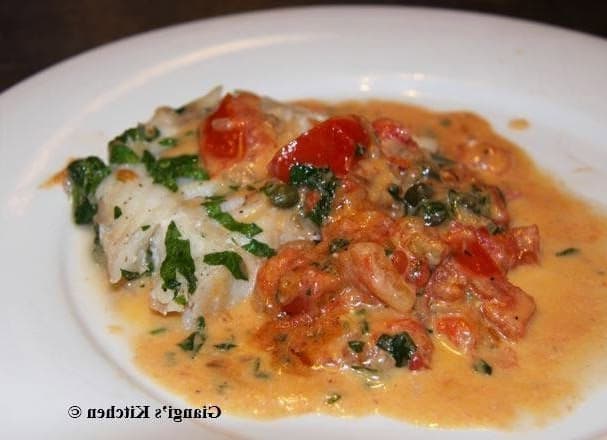 Fillets of Cod Piccata with Artichoke Hearts, Tomatoes and Green Olives | Punchfork