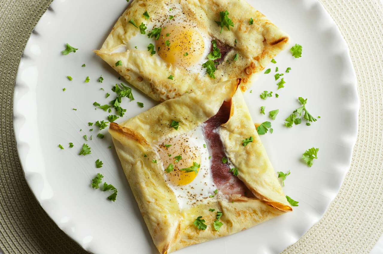 Ham and Egg Crepe Squares | Punchfork