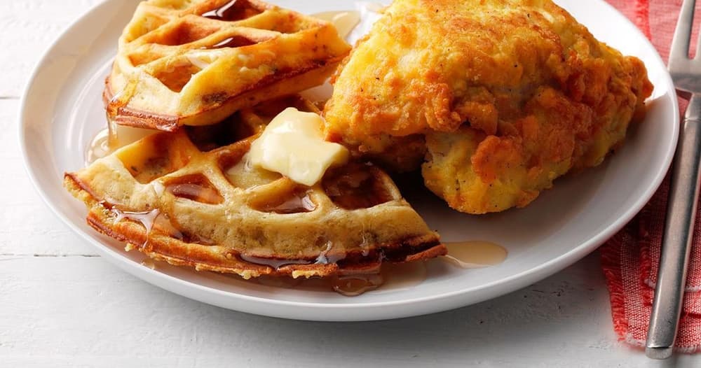 Savory Mustard Chicken and Stuffing Waffles | Punchfork