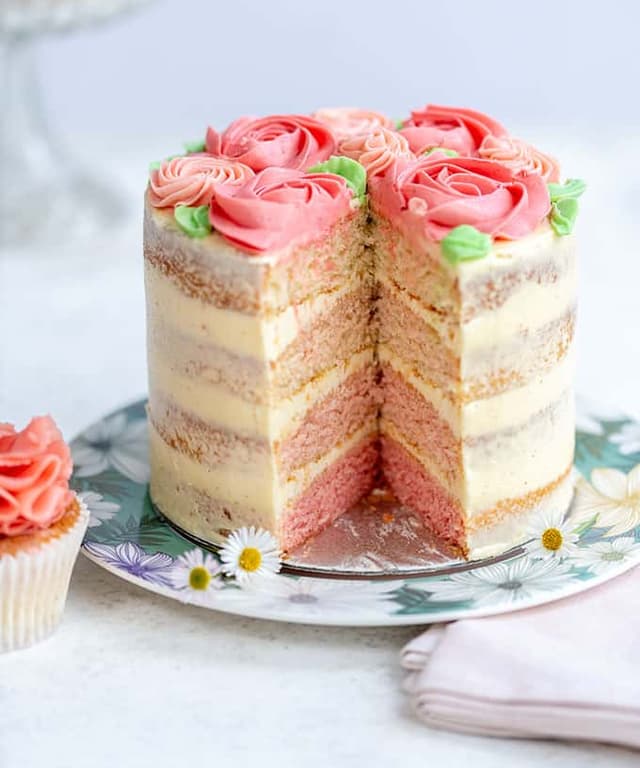 Pink Ombre Cake with Mock Swiss Buttercream Frosting | Punchfork