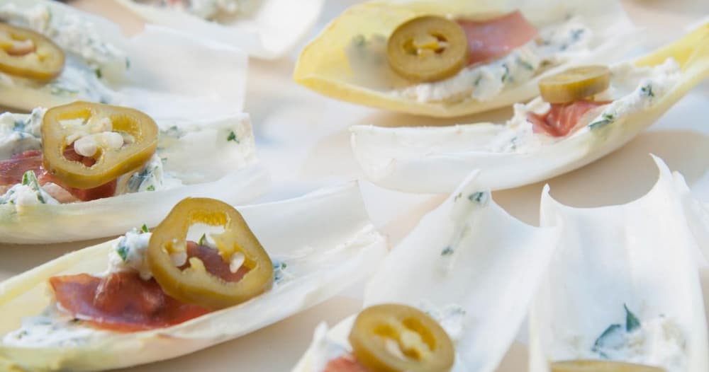 Whipped Cheese Endive Spears with Crispy Prosciutto and Pickled Peppers ...