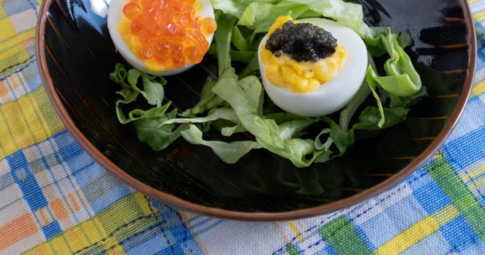 Deviled Eggs with Caviar and Salmon Roe | Punchfork