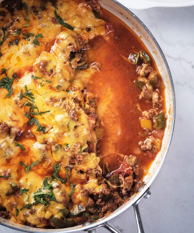 Cheesy Ground Beef Taco Skillet (Keto, Low-Carb) | Punchfork