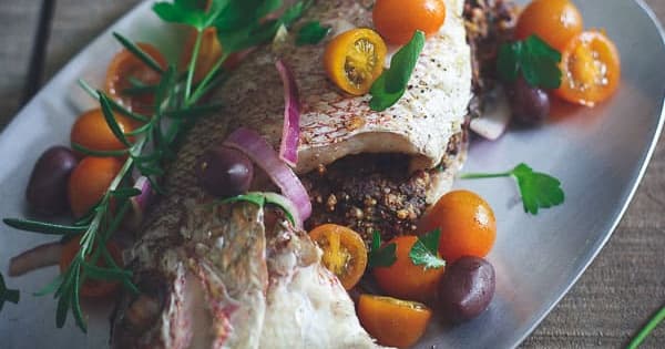 Greek Stuffed Whole Red Snapper | Punchfork