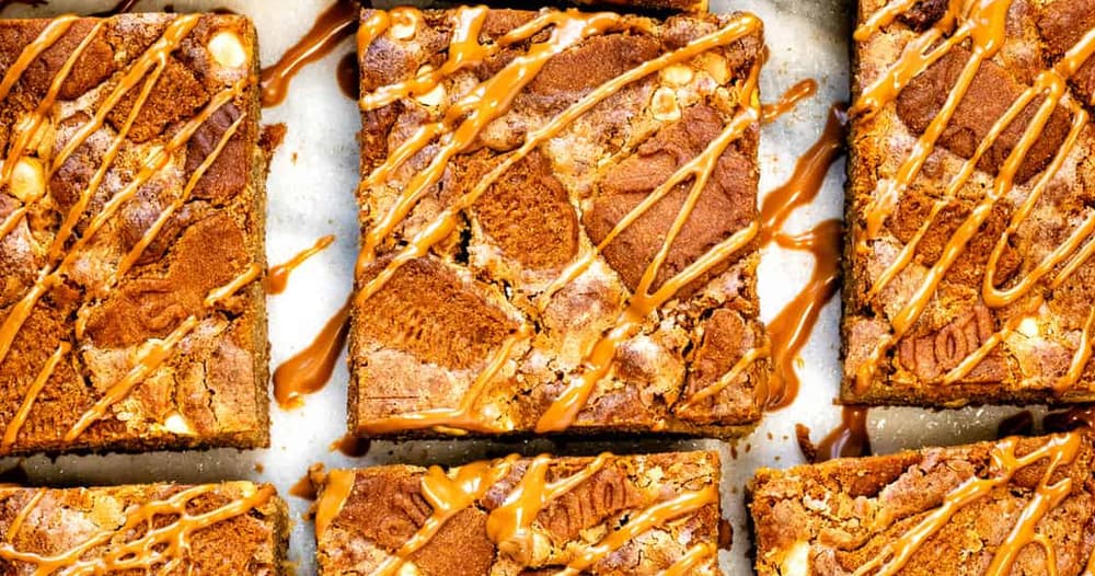 Biscoff Blondies - Delicious Cookie Butter Bars | Punchfork