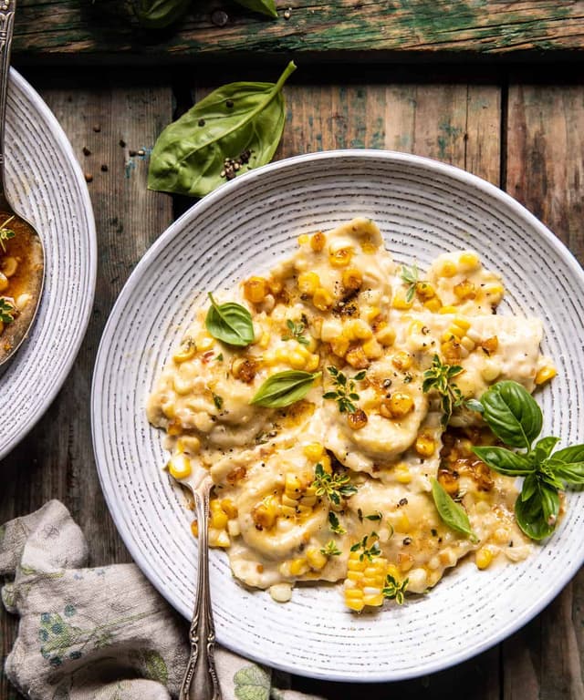 Browned Garlic Butter Creamed Corn Ravioli | Punchfork
