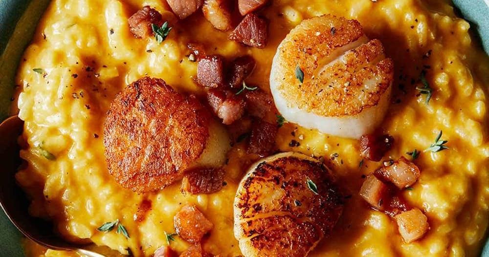 Pumpkin Risotto with Seared Scallops | Punchfork