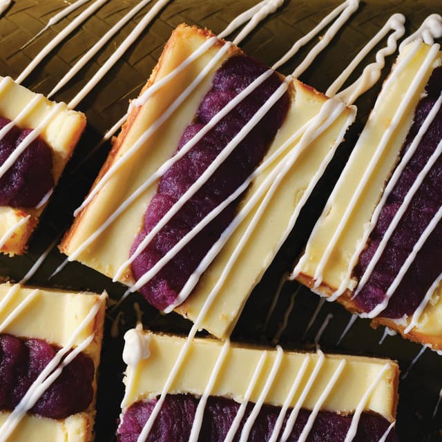 Ube Cheesecake Bars with Sesame Cracker Crust From Abi Balingit | Punchfork