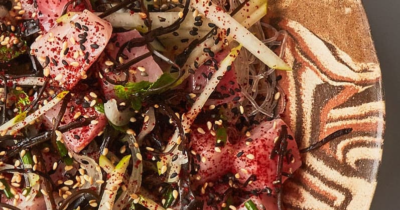 Yellowtail Poke with Glass Noodles and Pear | Punchfork