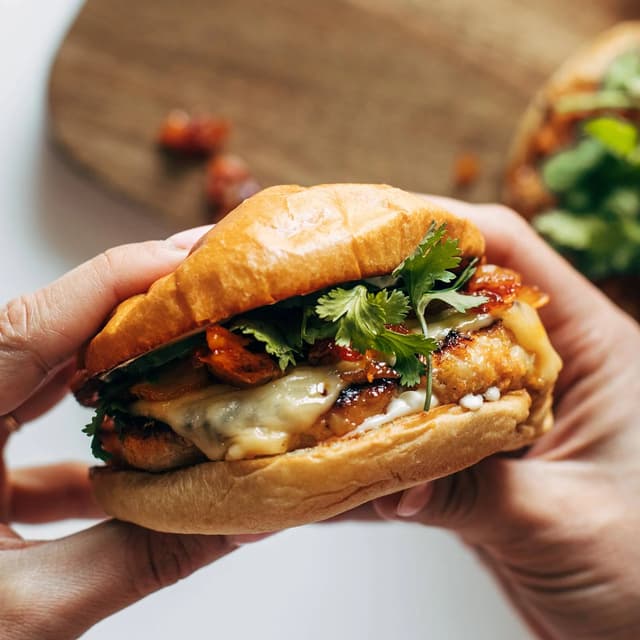 Gochujang Chicken Burgers with Kimchi Bacon Jam | Punchfork