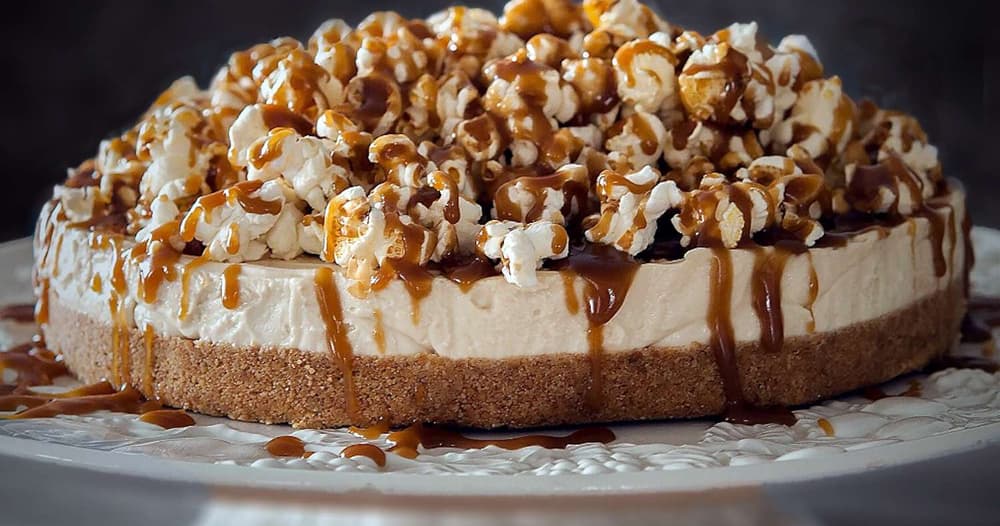 Salted Caramel Popcorn Cheesecake | Punchfork