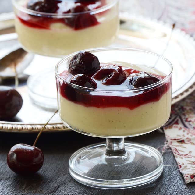 Bavarian Cream with Cherry Sauce | Punchfork