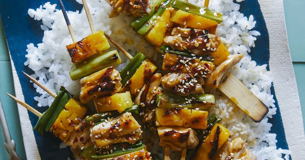 Teriyaki Chicken and Pineapple Yakitori | Punchfork