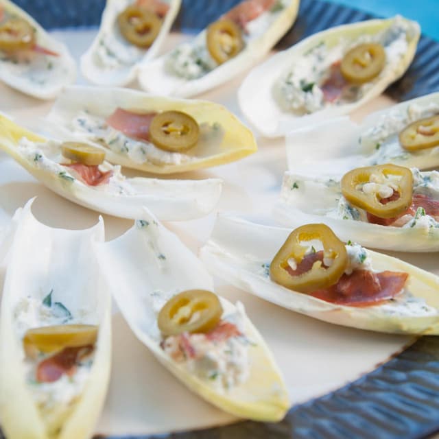 Whipped Cheese Endive Spears with Crispy Prosciutto and Pickled Peppers ...