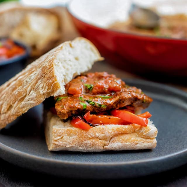 Italian Sliced Beef Pizzaiola | Punchfork