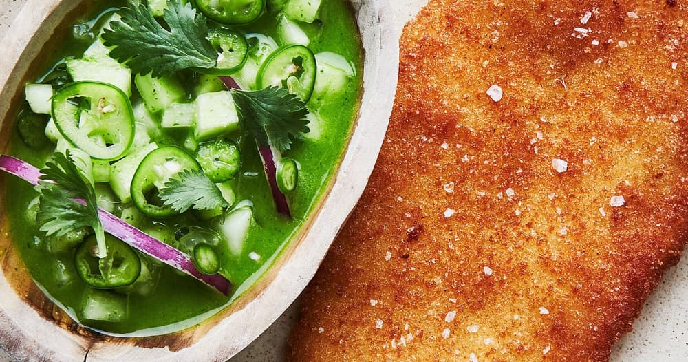 Fish Milanese with Cucumber Ceviche | Punchfork