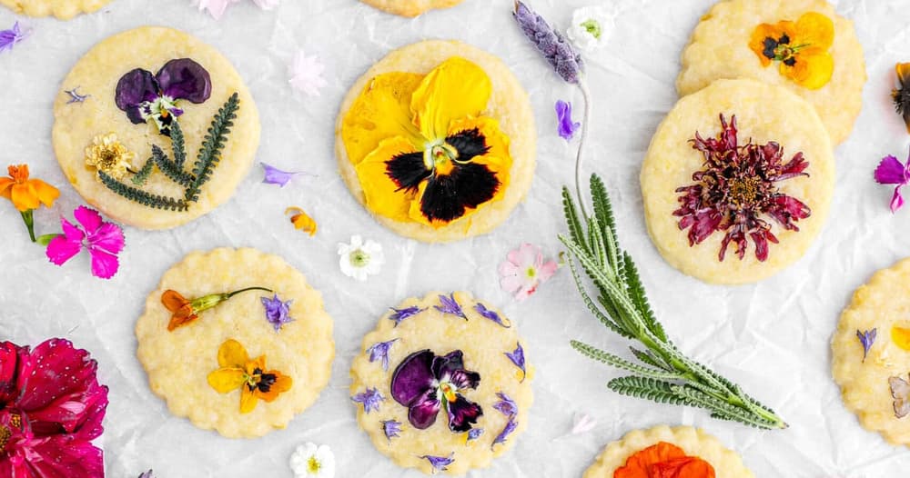 Edible Flower Lemon Shortbread Cookies | Punchfork