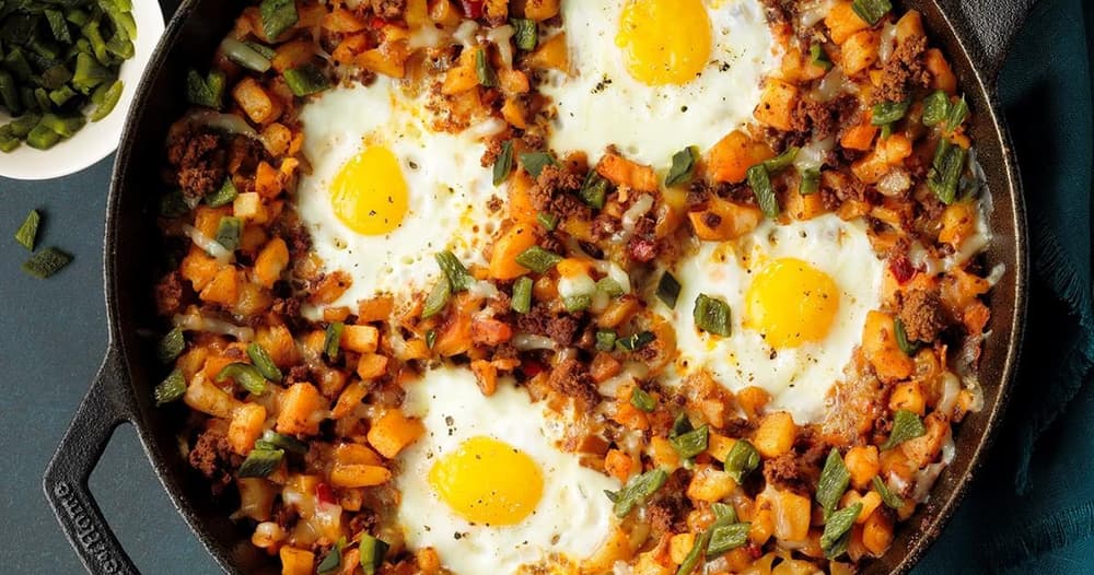 Loaded Huevos Rancheros With Roasted Poblano Peppers Punchfork