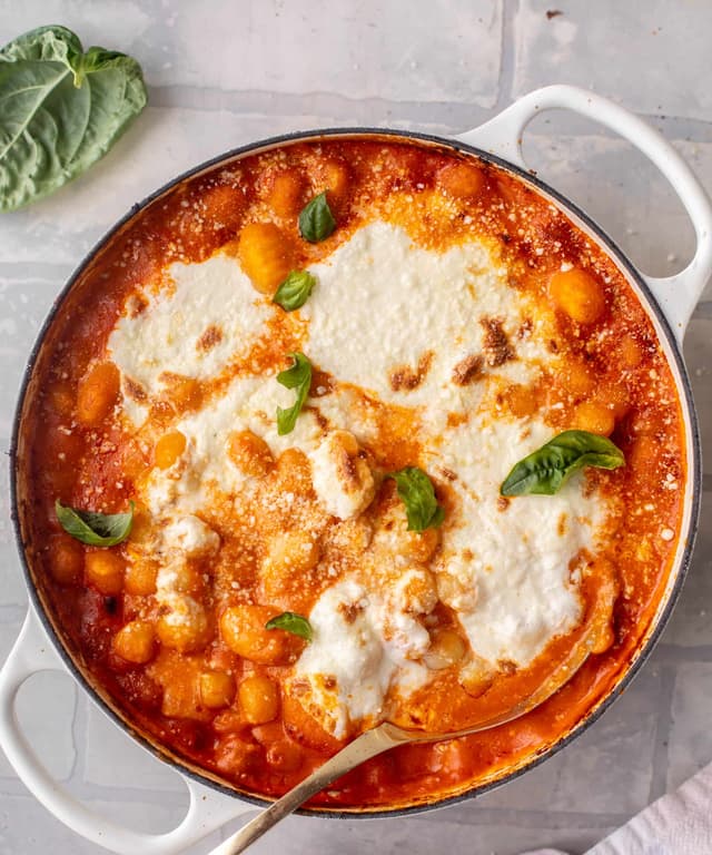Baked Vodka Sauce Gnocchi with Burrata | Punchfork