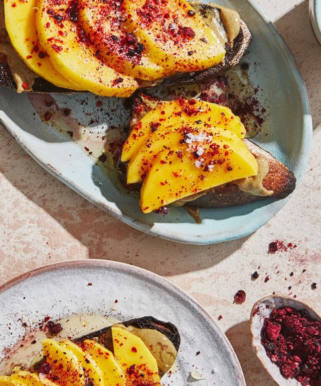 Mango Toast with Hazelnut-Pepita Butter | Punchfork