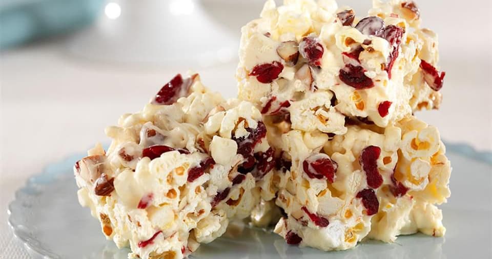 White Chocolate Cranberry Popcorn Bars | Punchfork