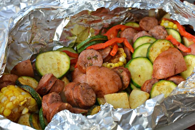 Sausage and Veggie Tin Foil Packets | Punchfork