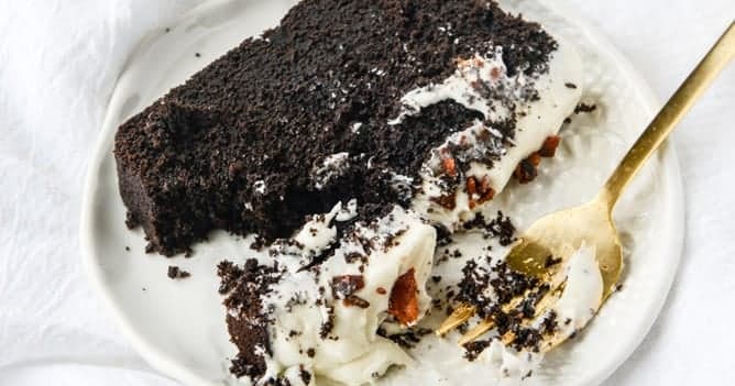 Chocolate Pound Cake with Bacon Bourbon Frosting | Punchfork