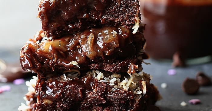 Magic Layer Chocolate Ganache Brownie Bars | Punchfork