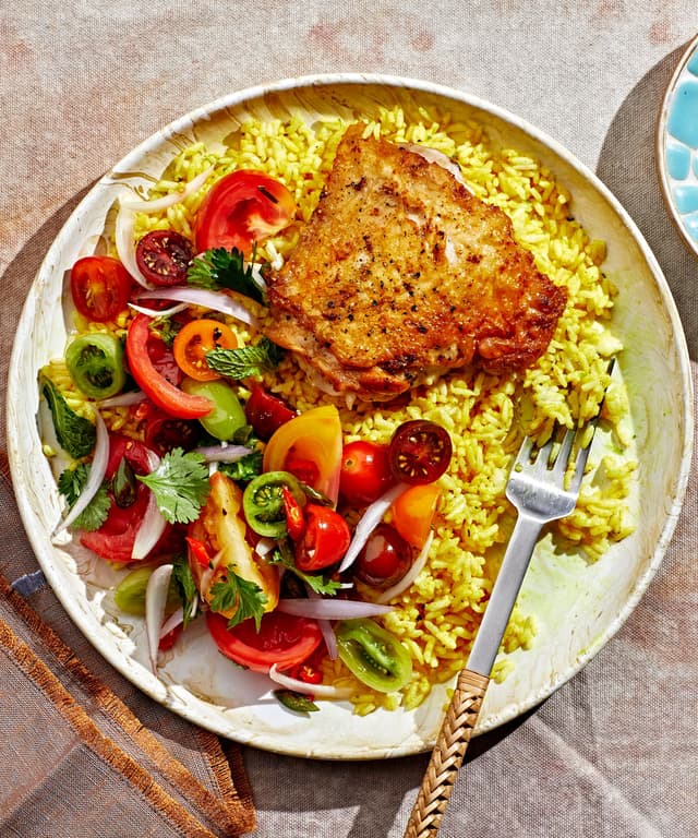 Chicken and Coconut Rice with Nuoc Cham Tomatoes | Punchfork
