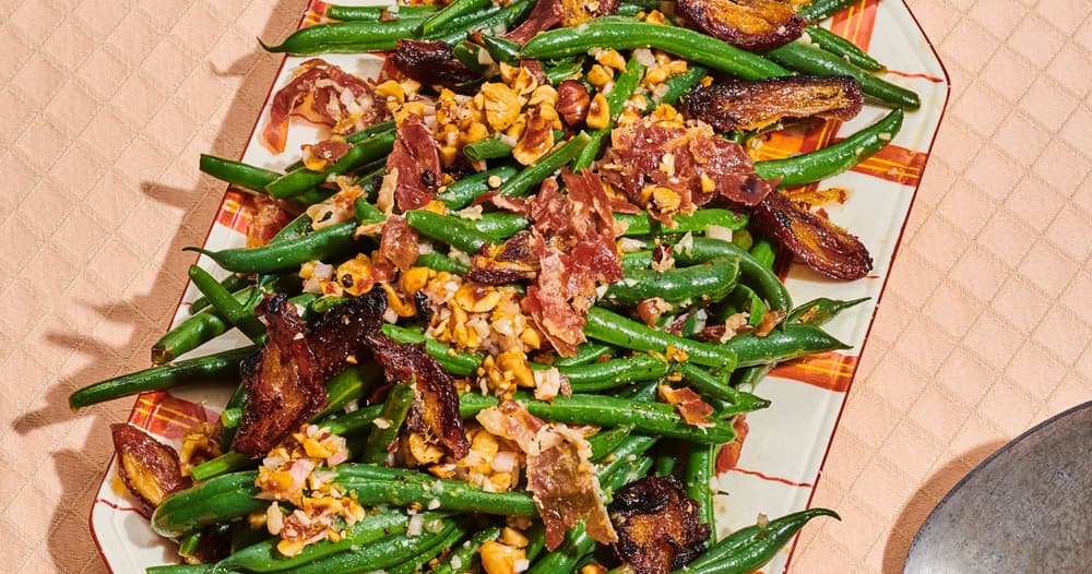 Hazelnut Green Beans with Prosciutto and Dates | Punchfork