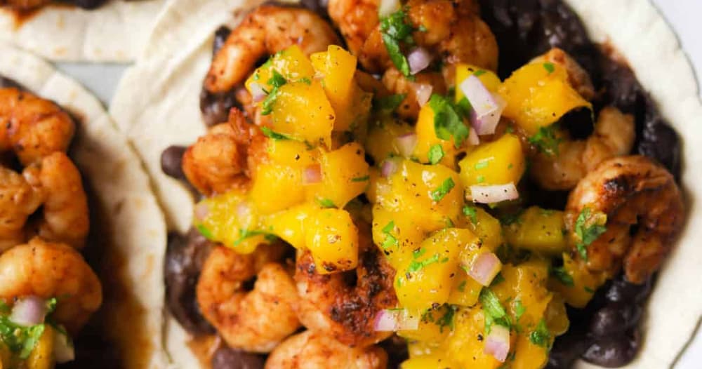 Spicy Shrimp Tacos with Mango Salsa | Punchfork