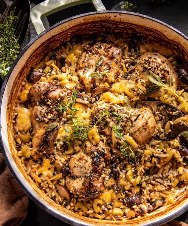 One Pan Roasted Herb Chicken and Wild Rice | Punchfork