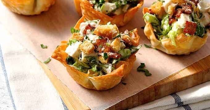 Caesar Salad Wonton Cups Punchfork