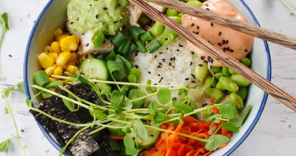 Miso Chicken Poke Bowls | Punchfork