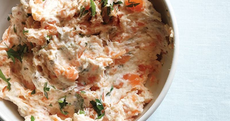 Smoked Salmon Dip with Bagel Chips | Punchfork