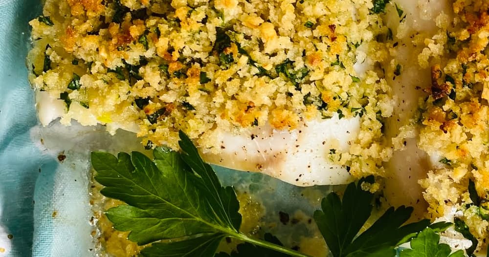 Baked Cod with Crispy Garlic Herb Panko | Punchfork