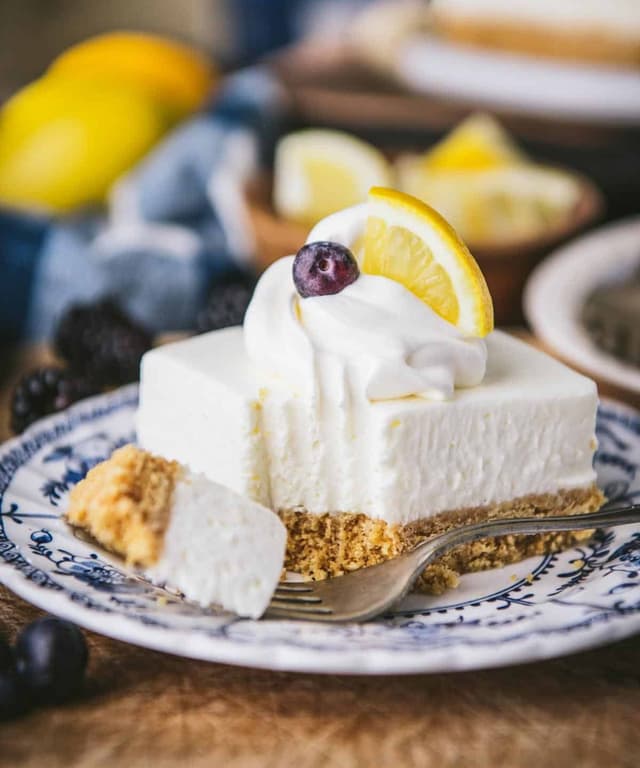 No-Bake Lemon Cheesecake Bars | Punchfork