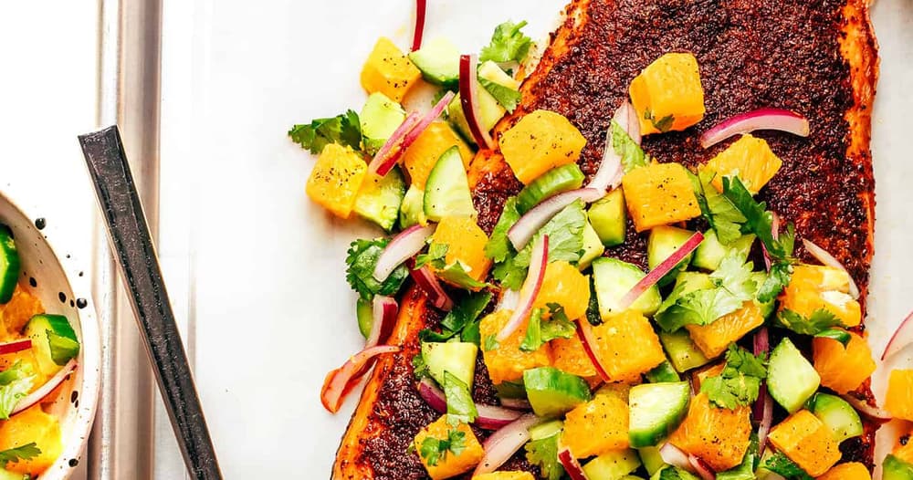 Sumac-Blackened Salmon with Citrus Salsa | Punchfork