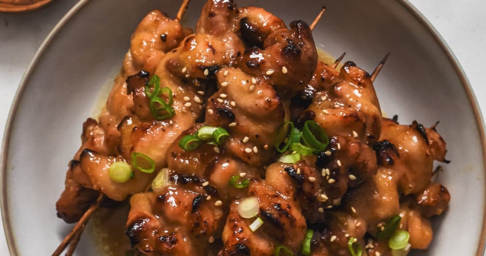 Air Fryer Miso Chicken Skewers with Maple Syrup | Punchfork