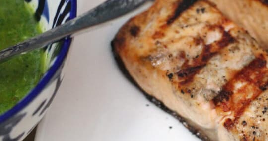 Grilled Salmon with Spinach Chimichurri | Punchfork