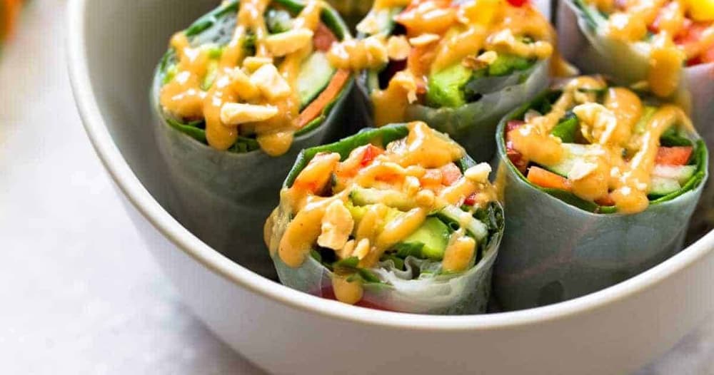 Thai Summer Rolls with Peanut Sauce | Punchfork