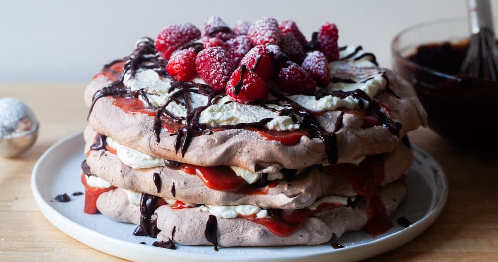 Chocolate Raspberry Pavlova Stack | Punchfork