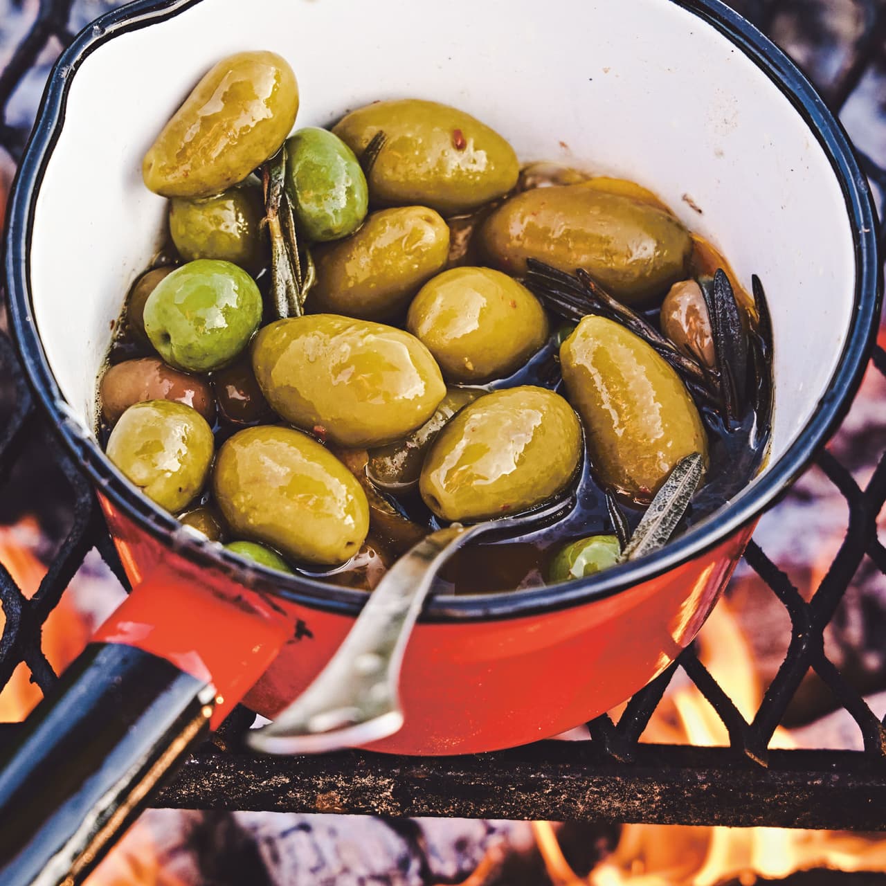 Freakishly Delicious Olives, Warmed by the Fire | Punchfork