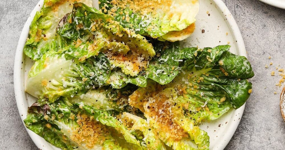 Little Gem Caesar Salad with Panko Breadcrumbs | Punchfork